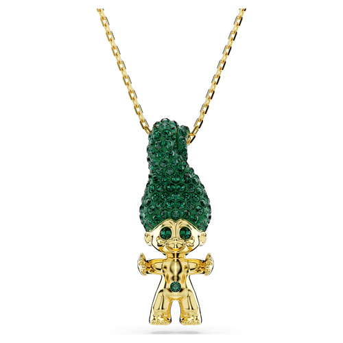 NIB Sparkling Swarovski Crystal Good Luck Trolls Necklace Green Troll ...