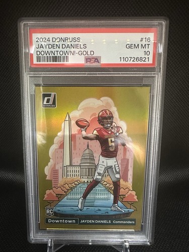 2024 Panini Donruss GOLD Downtown #16 Jayden Daniels PSA 10 RC Rookie ...