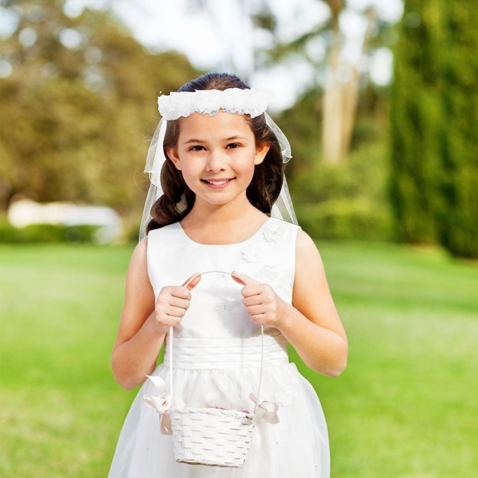 Flower Girl Headpiece Child Bridal Veil Hairpieces Girls Floral Wedding ...