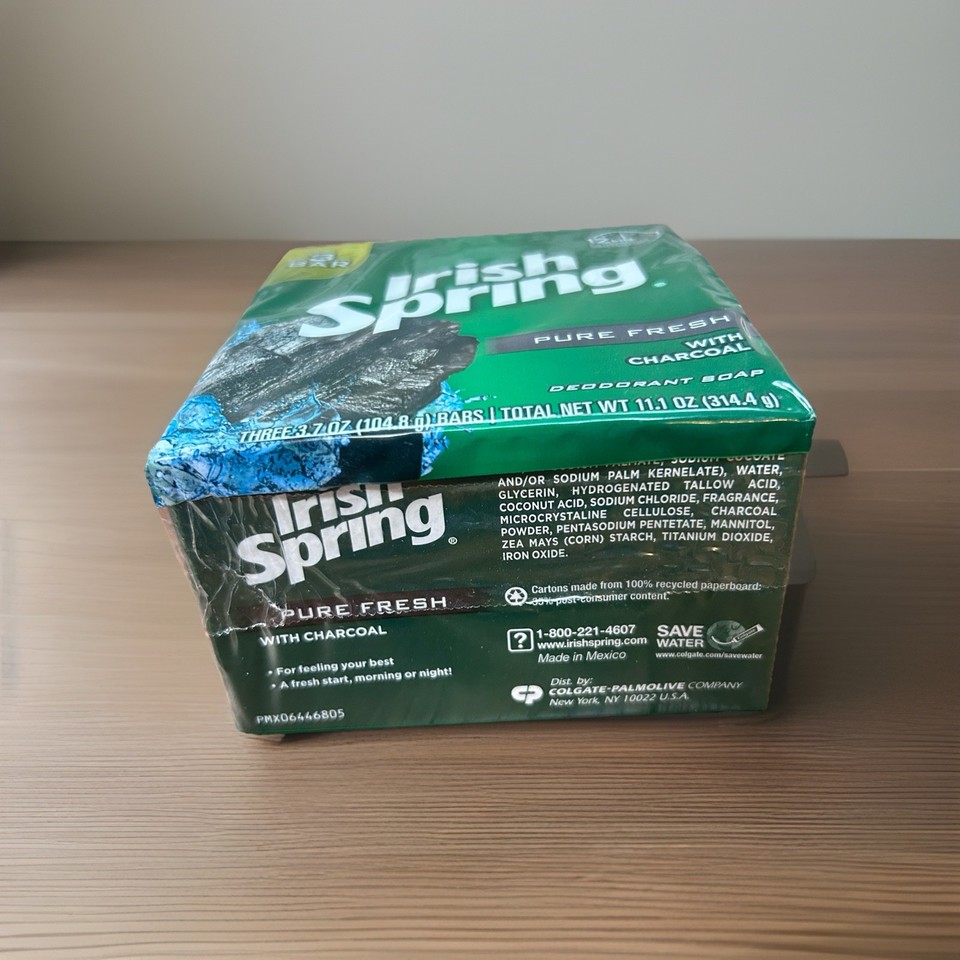 Irish Spring Pure Fresh CHARCOAL Deodorant Soap 3 Bar Pk. Discontinued ...