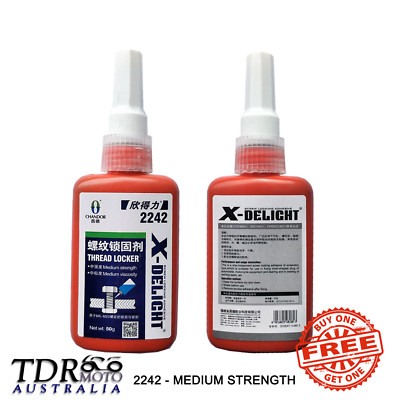 2 x Lock Thread Locker Adhesive Bond Glue Medium Strength Viscosity ...