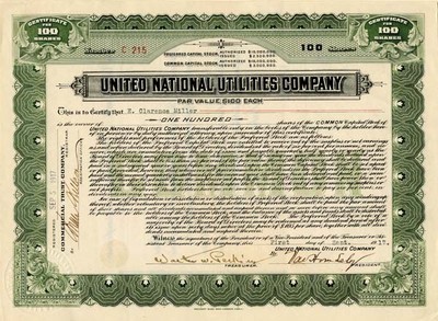 United National Utilities Co. - Utility Stocks & Bonds | eBay