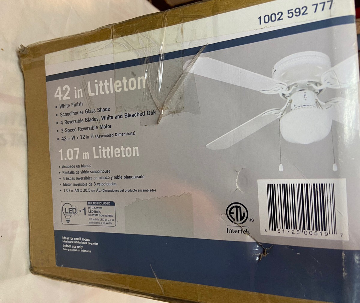 Littleton 42 In Led Indoor White Ceiling Fan With Light Kit | Shelly ...