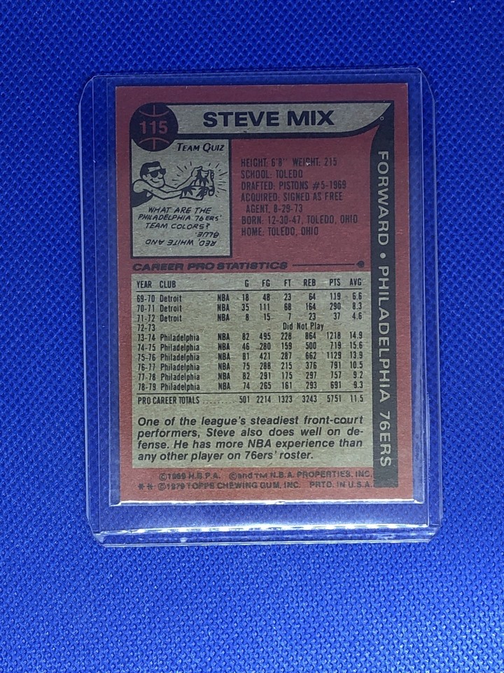 1979-80 Topps #115 Steve Mix 76ers | eBay