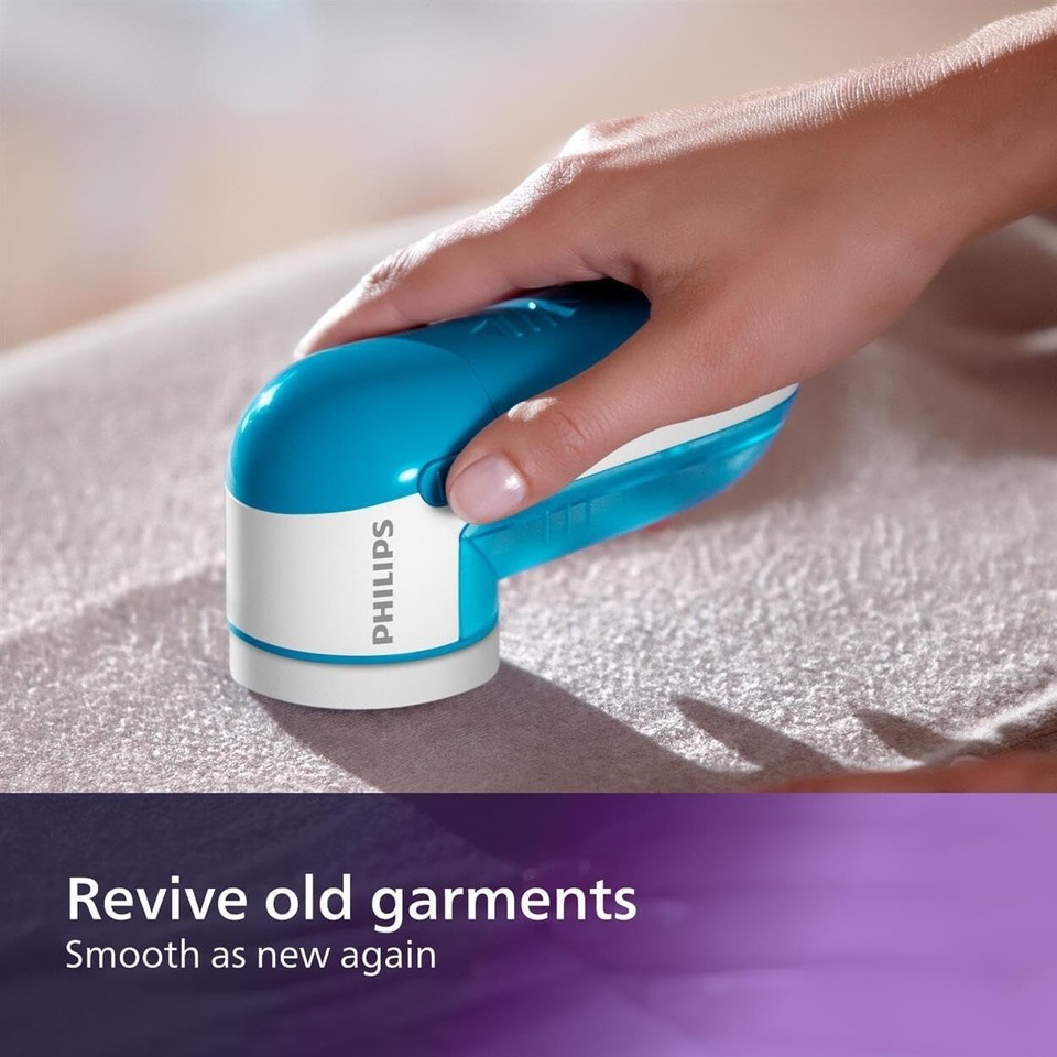 Portable Fabric Shaver GC026/00 Blue Lint Fluff Bobble Remover from ...