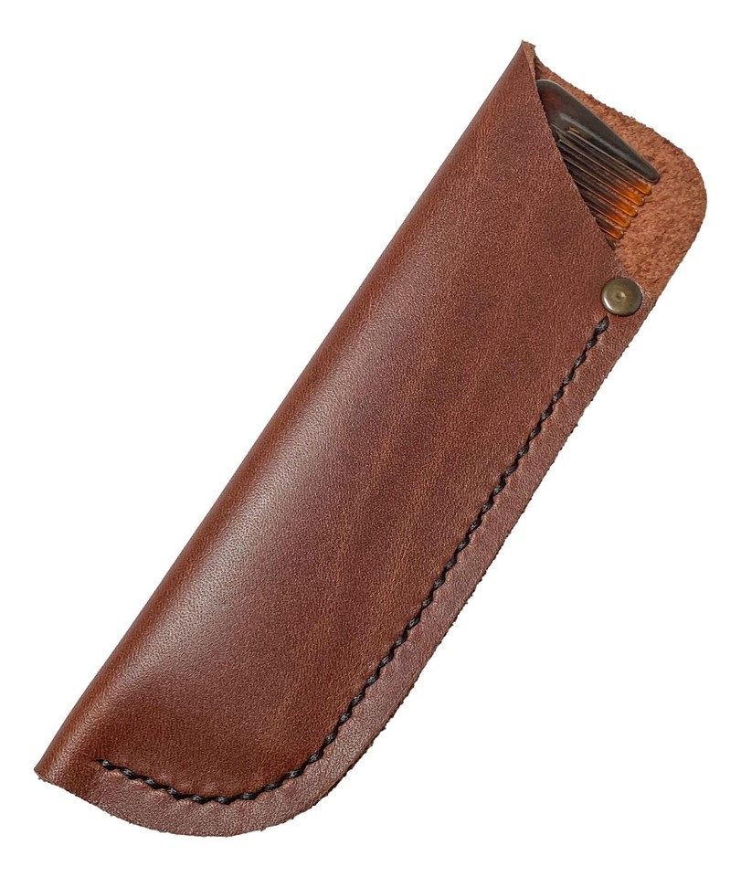 Leather Comb Case and Comb Smooth Chestnut Leather with Tan Comb | eBay UK