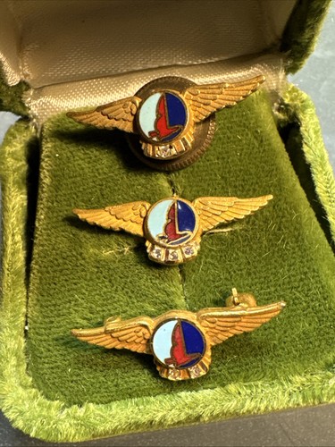 Amazing Set Of 3 Eastern Airlines Wing Pins Solid 10k & 5 Diamonds ...
