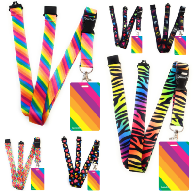 Breakaway Lanyard Sangle de cou avec Métal Clip () Rainbow Stripes ID ...