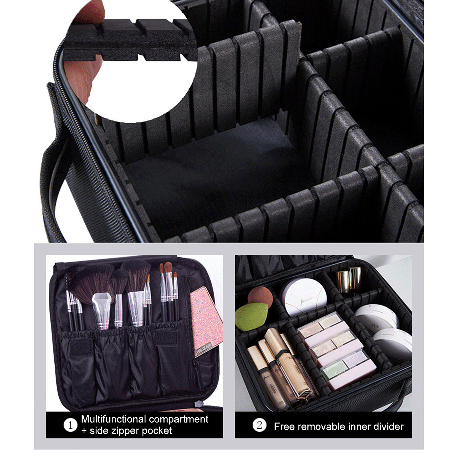 Makeup Bag Partition Organizer Large Capacity Travel Cosmetic Storage ...