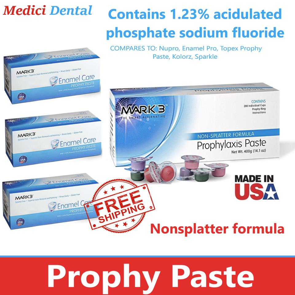 Dental Prophy Paste 50-1000 Cups Prophylaxis Non Splatter Mark3 All ...