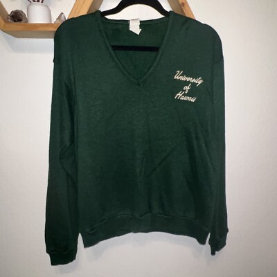Vintage VELVA SHEEN UH University Of Hawaii V-neck Sweater Green L 60s ...