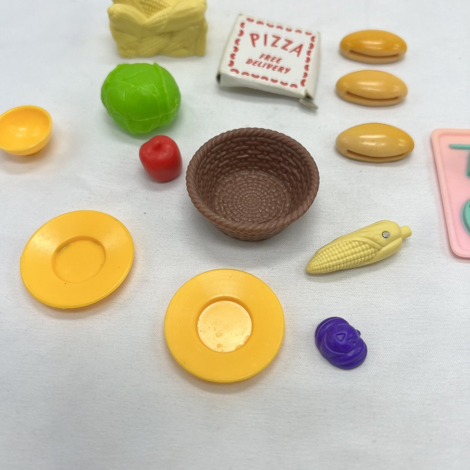 Mattel Barbie food accessories basket pizza bread corn Apple Tray ...