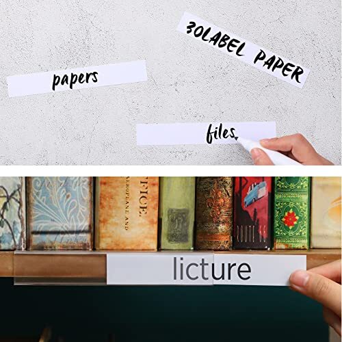30 Pack Clear Plastic Shelf Label Holder with Insert Paper Labels for ...