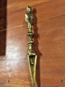 Bronze Pagan Tantric Wand Dagger Golden Antique Patina Figure Mystical ...