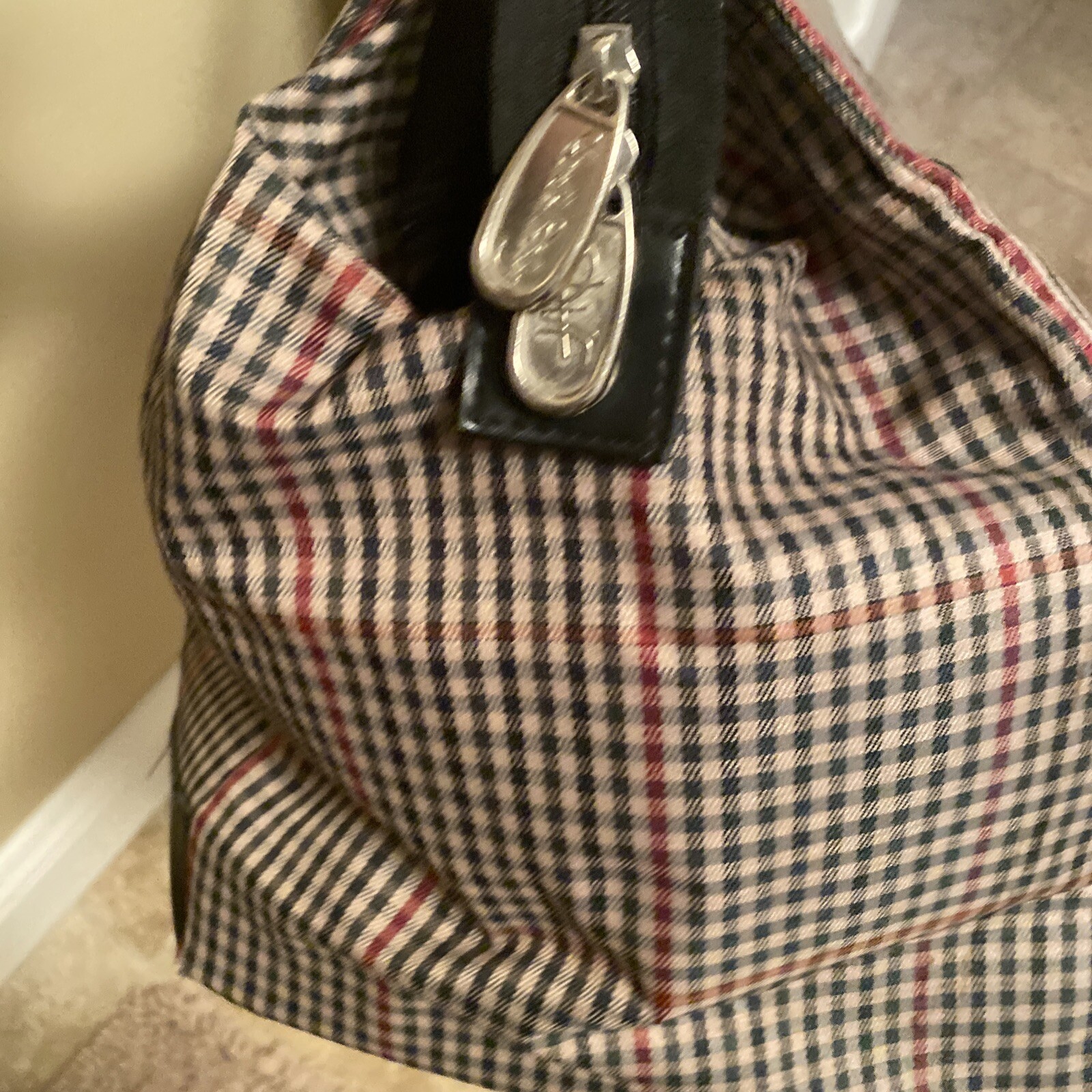 Diane Von Furstenberg Vintage DVF Black Plaid Weekend Bag Carry Luggage ...