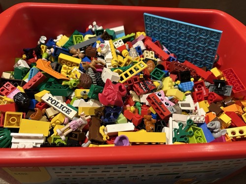 Lego Pieces And Minifigures Lot roughly 9 lbs Including Lego Bin | eBay