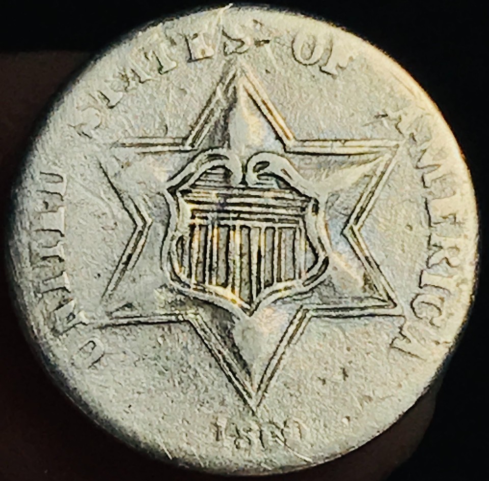 1860 Three Cent Silver Piece Trime Type 3 CONTEMPORARY FORGERY US Coin ...