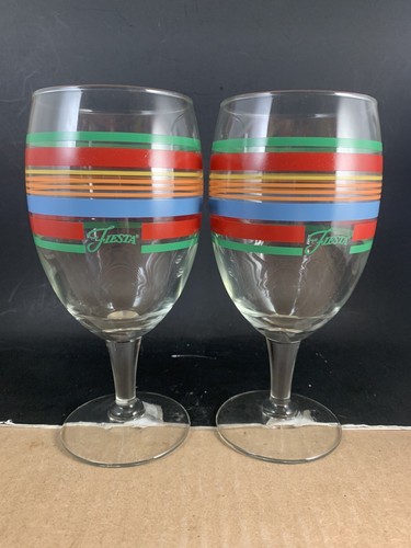 Fiestaware Fiesta Striped Drinking Glasses Set Water Tea Beer Goblet ...