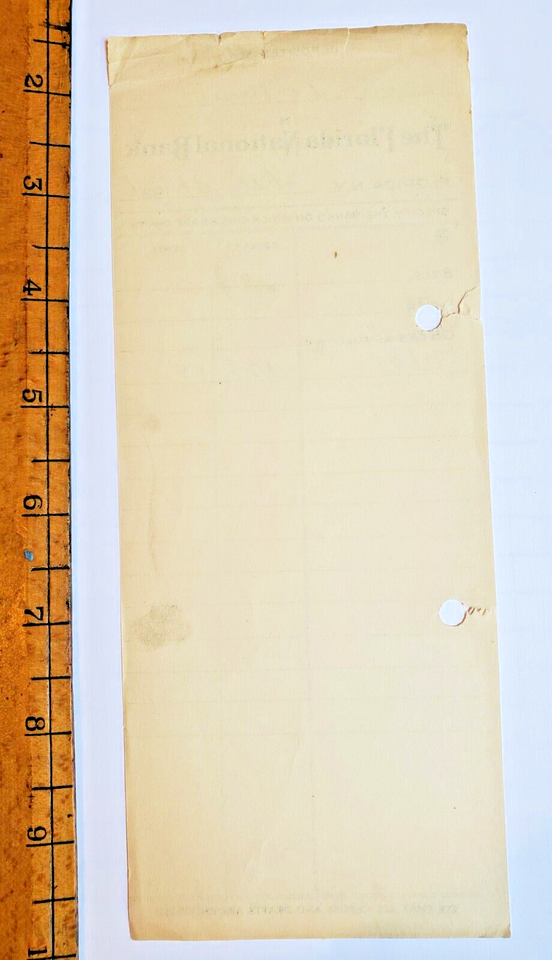 THE FLORIDA NATIONAL BANK, NY-1926 BANK DEPOSIT FORM, FLORIDA ORANGE ...