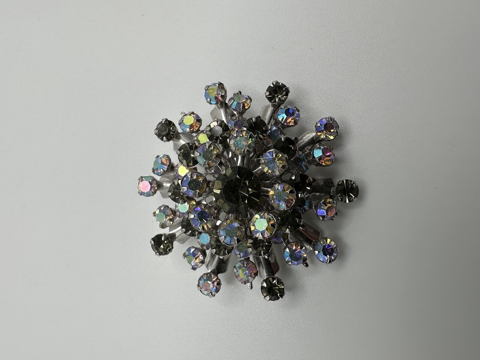 Antique Large Riveted Blue Iridescent Rhinestone Star… - Gem
