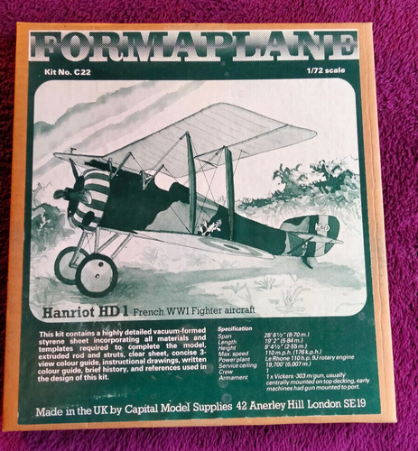 Formaplane 1:72 Hanriot HD 1 French WW Fighter Vacuformed Model Kit # ...