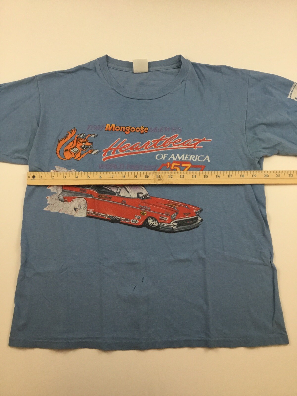 Vtg 80s Tom Mongoose McEwen T-Shirt 2-Sided Class 57 Chevy World Tour ...