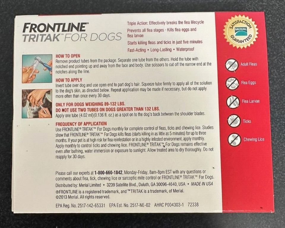 Frontline Tritak For Dogs 89-132 Lbs | eBay