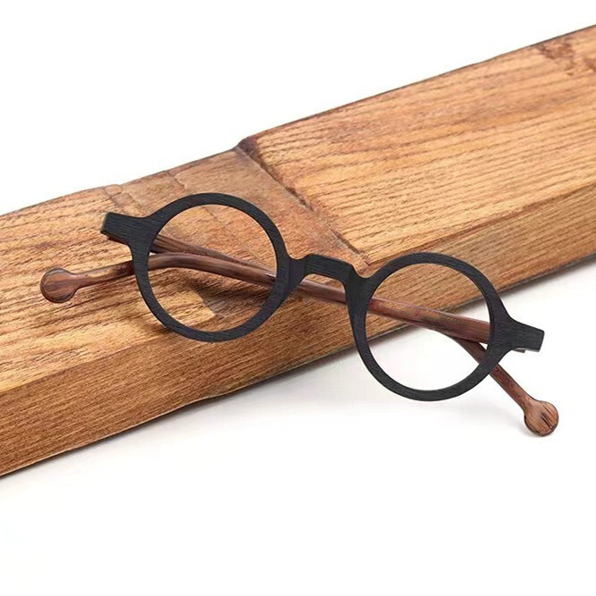 Small Round Eyeglass Frames Wood Acetate 38 mm Glasses Brand New ...