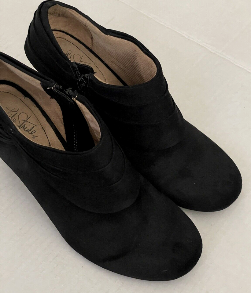 LifeStride Soft System Black Ankle Booties Side Zip Women's Size 9M ...