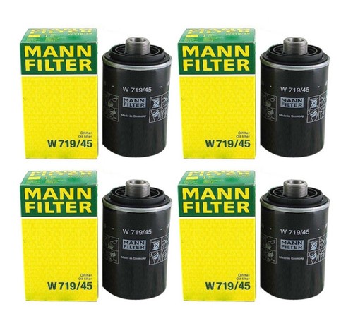 For Audi VW Set of 4 Oil Filters OEM MANN W719/45 Engine Oil Filter ...