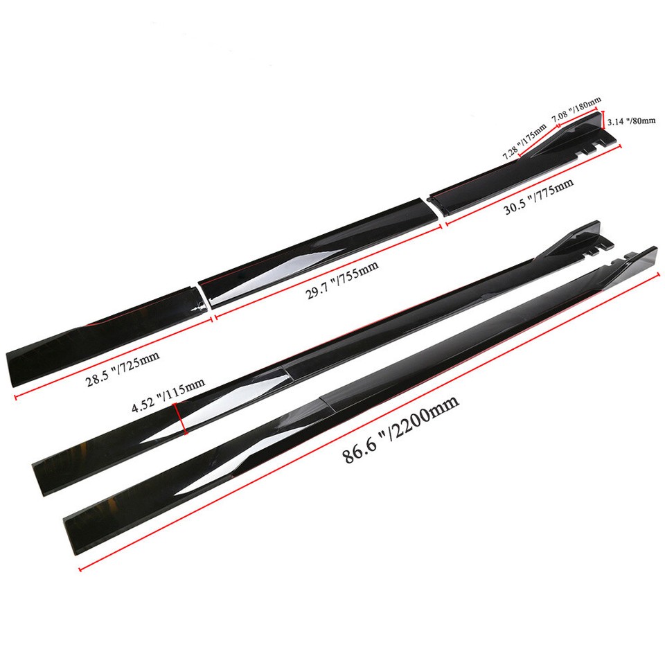 For VW Golf GTI MK6 MK7 MK7.5 Gloss 86.6" Side Skirts Rocker Panel ...