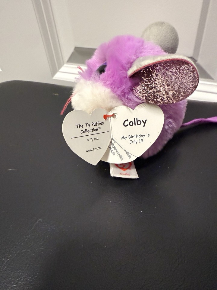 Ty Beanie Puffies Collection Colby Mouse Glittery ears 3"T w/ Tag | eBay