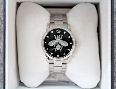 Gucci G-Timeless w/ Bee Black Dial Stainless Steel Men's Watch ...