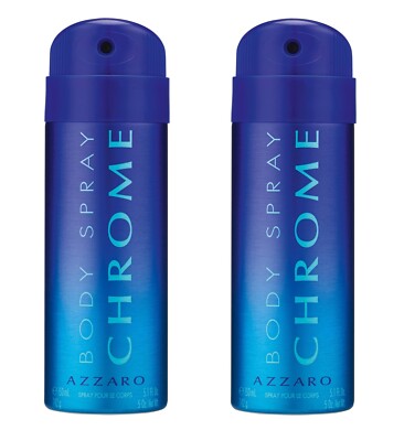 *PACK OF 2* AZZARO CHROME by Azzaro for Men BODY SPRAY 5.1 oz 150 ml ...