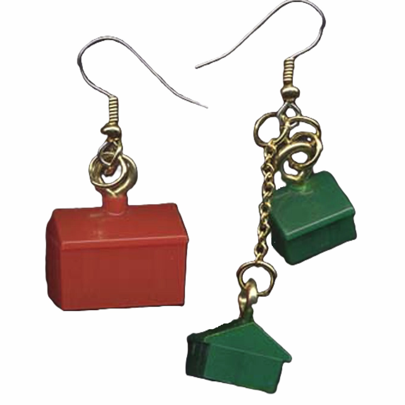 Funky MONOPOLY HOTEL HOUSE EARRINGS Part Piece Marker Game Token ...