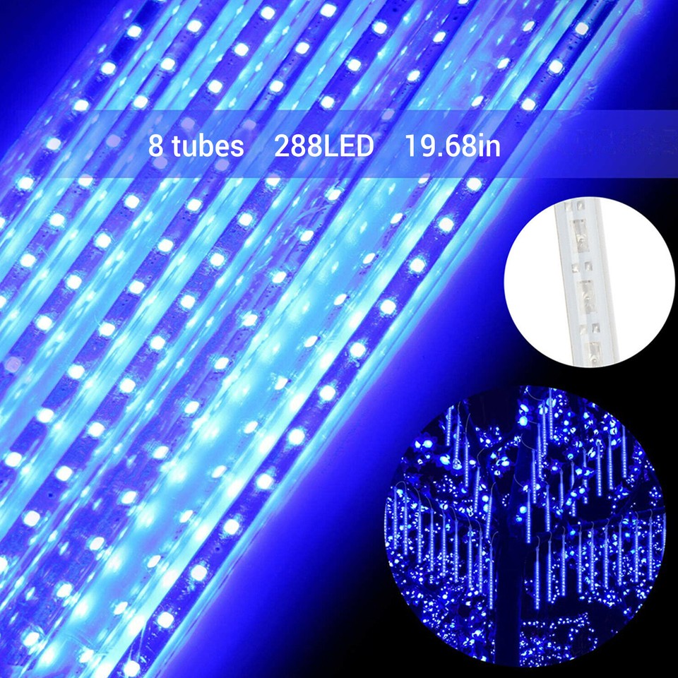288 LED Solar Meteor Shower Rain String Lights Tree Garden Party Xmas ...