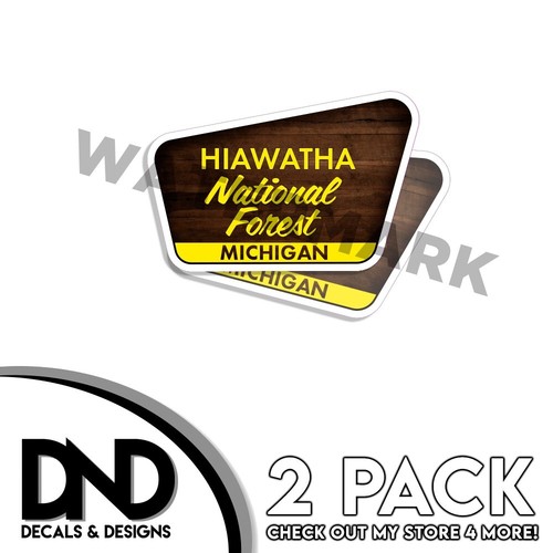 Hiawatha National Forest Michigan Decals 4" x 2.6" Park Sign Stickers 2 ...