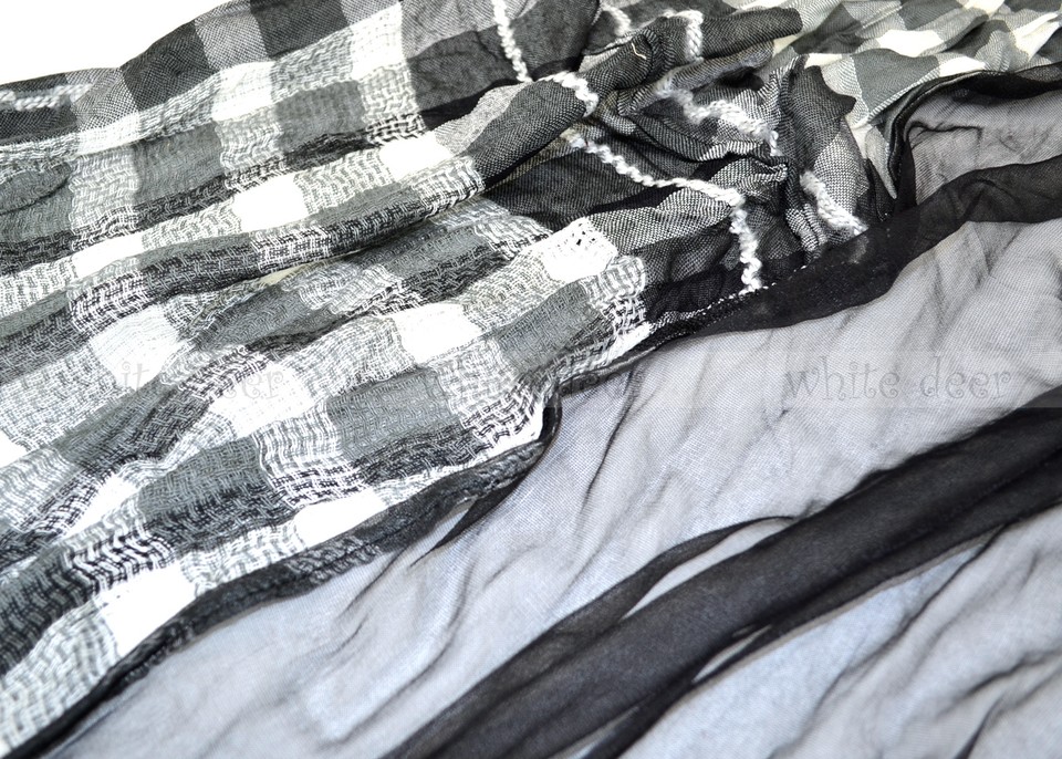 72" Plaids & Checks Double Layer Sewed On Scarf Tear Drop Fringe Multi ...