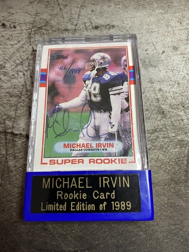 1989 Michael Irvin AUTOGRAPHED Topps Rookie Card RC #383 Dallas Cowboys ...
