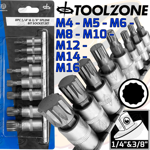 SPLINE BIT Socket Set 1/4" & 3/8" Drive M4-M16 Spline Bits Sockets | eBay