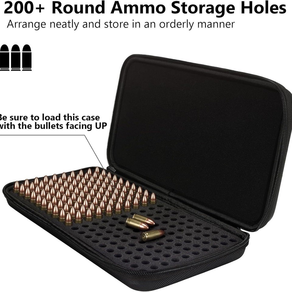 9mm Ammo Box 50/99/200 Rounds Ammunition Storage Bag Bullet Holder Case ...