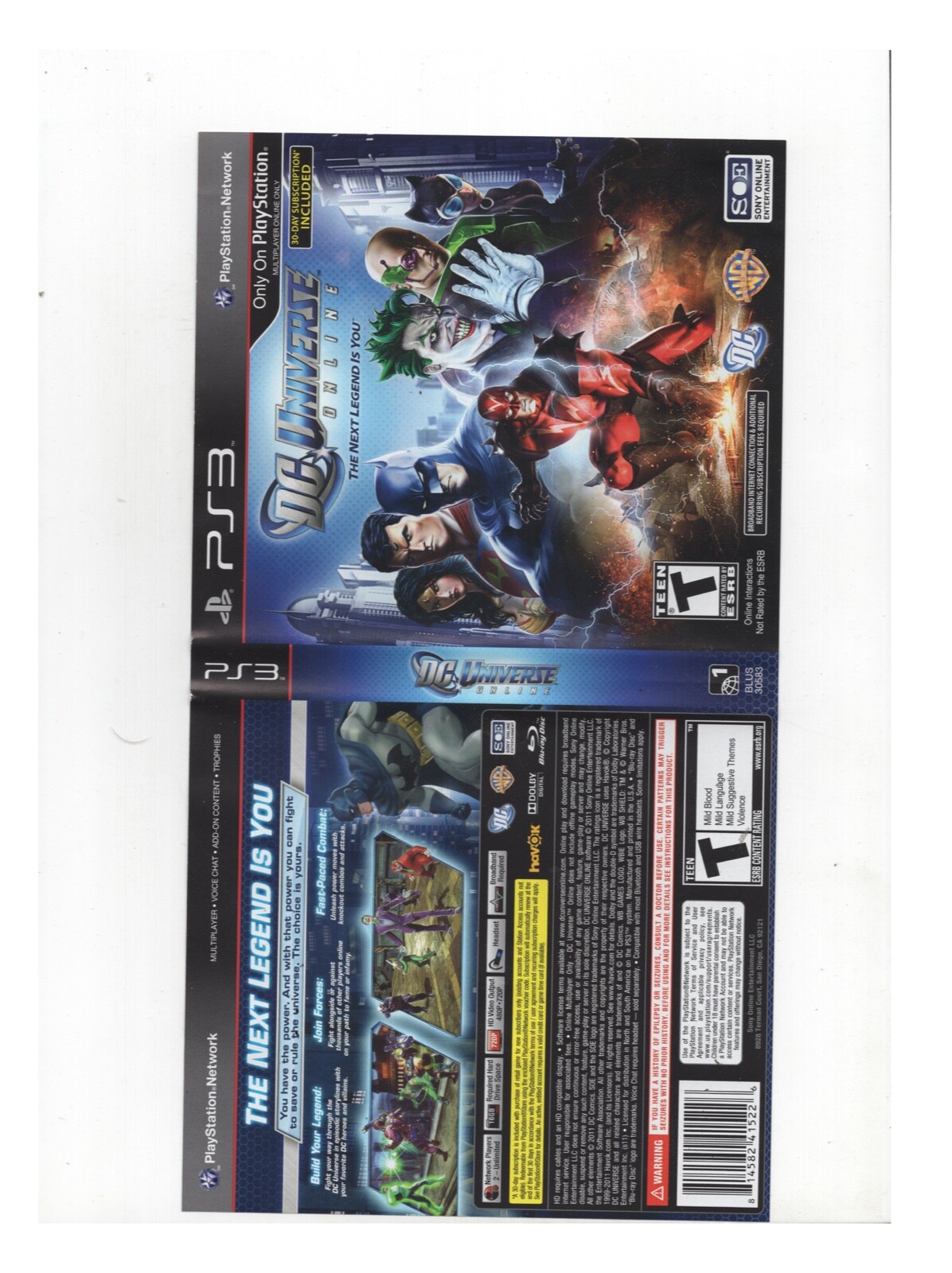 DC Universe PS3 ARTWORK ONLY NO TRACKING Authentic | eBay