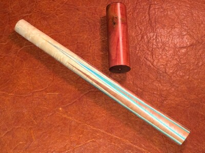 Prather 8 Point Prong Pool Cue Front. Pink Ivory into Bird's Eye Maple ...