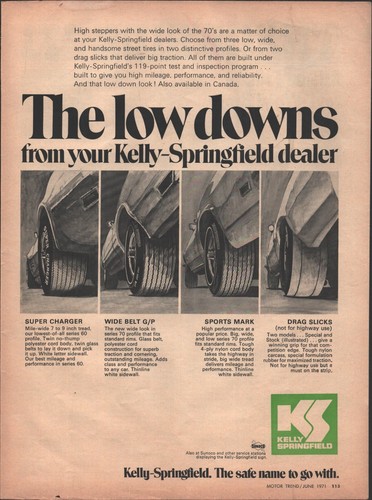 1971 KELLY-SPRINGFIELD TIRES AD / ARTICLE f5 | eBay