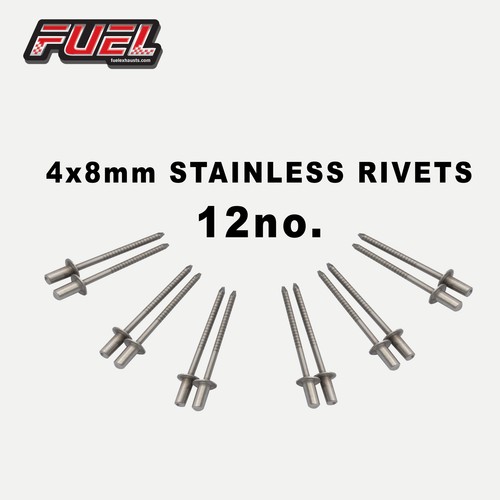 12no. A2 Stainless Gas Tight Rivets 4x8mm Sealed Motorcycle Exhaust ...
