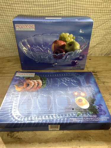 PRESENTATIONS OVAL FOOTED BOWL & 5 PORTION RELISH DISH THE CRYSTAL ...