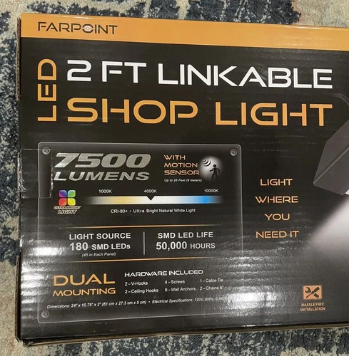 New 2ft Linkable Farpoint LED Shop Light Motion Sensor,7500 Lumens | eBay