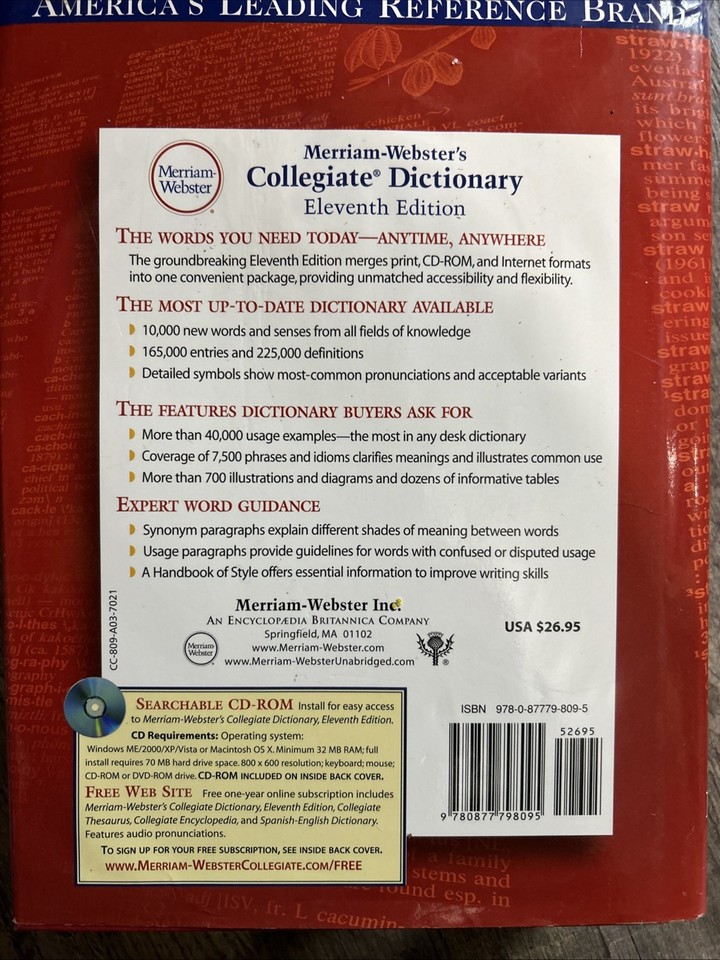 Merriam Webster's Collegiate Dictionary 11th Edition Best Selling ...