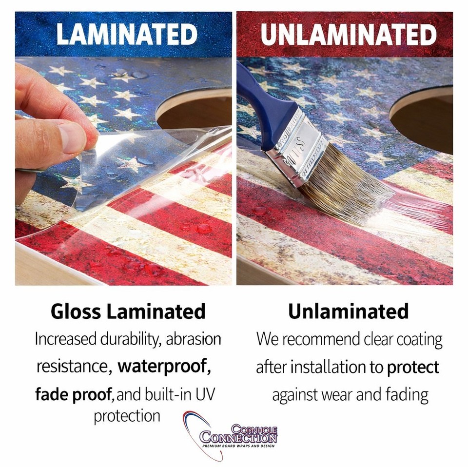 Premium Cornhole Vinyl Wrap - 3M Decal - Rustic wood Patriotic American ...