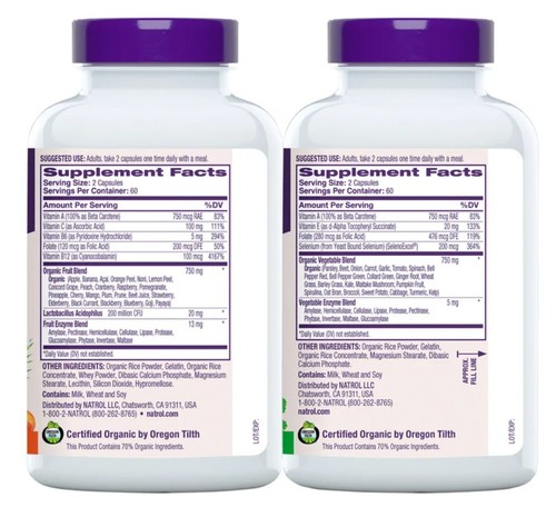 Natrol Juice Festiv Fruit and Veggie Vitamins - 240 Capsules for sale ...